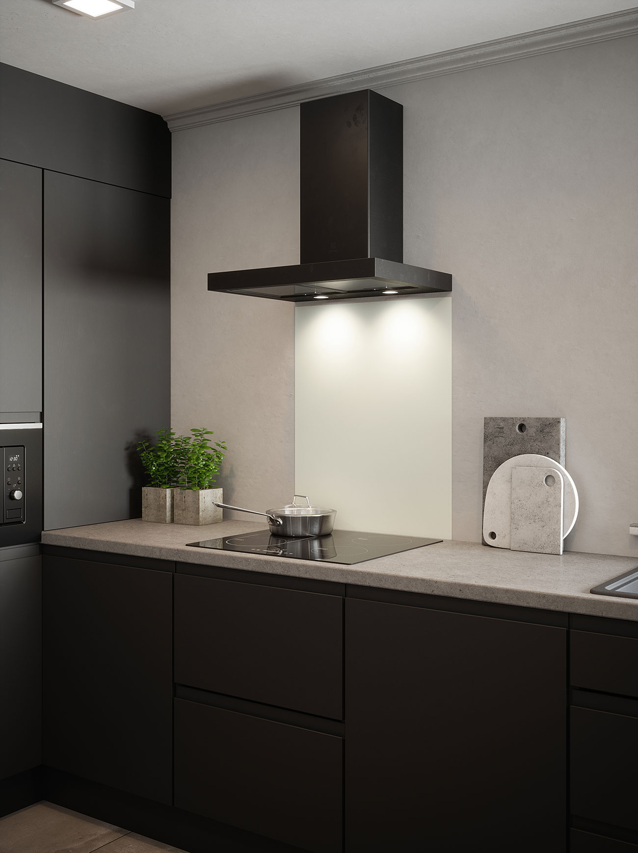 Matt White Finish Self-Adhesive Glass Splashback | Splashback