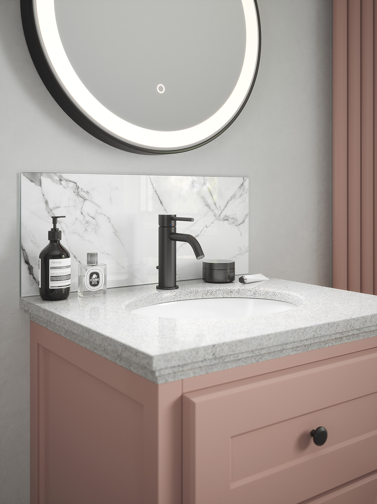 Carrara Marble Self-Adhesive Glass Bathroom Splashback | Splashback