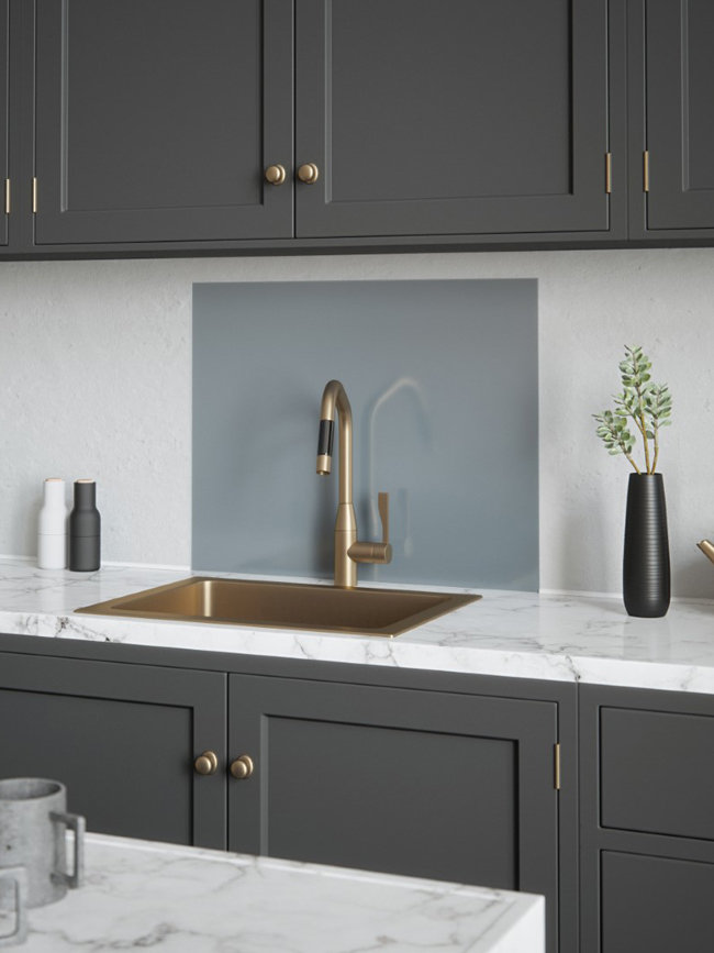 House Beautiful Pewter Self-Adhesive Glass Splashback | Splashback