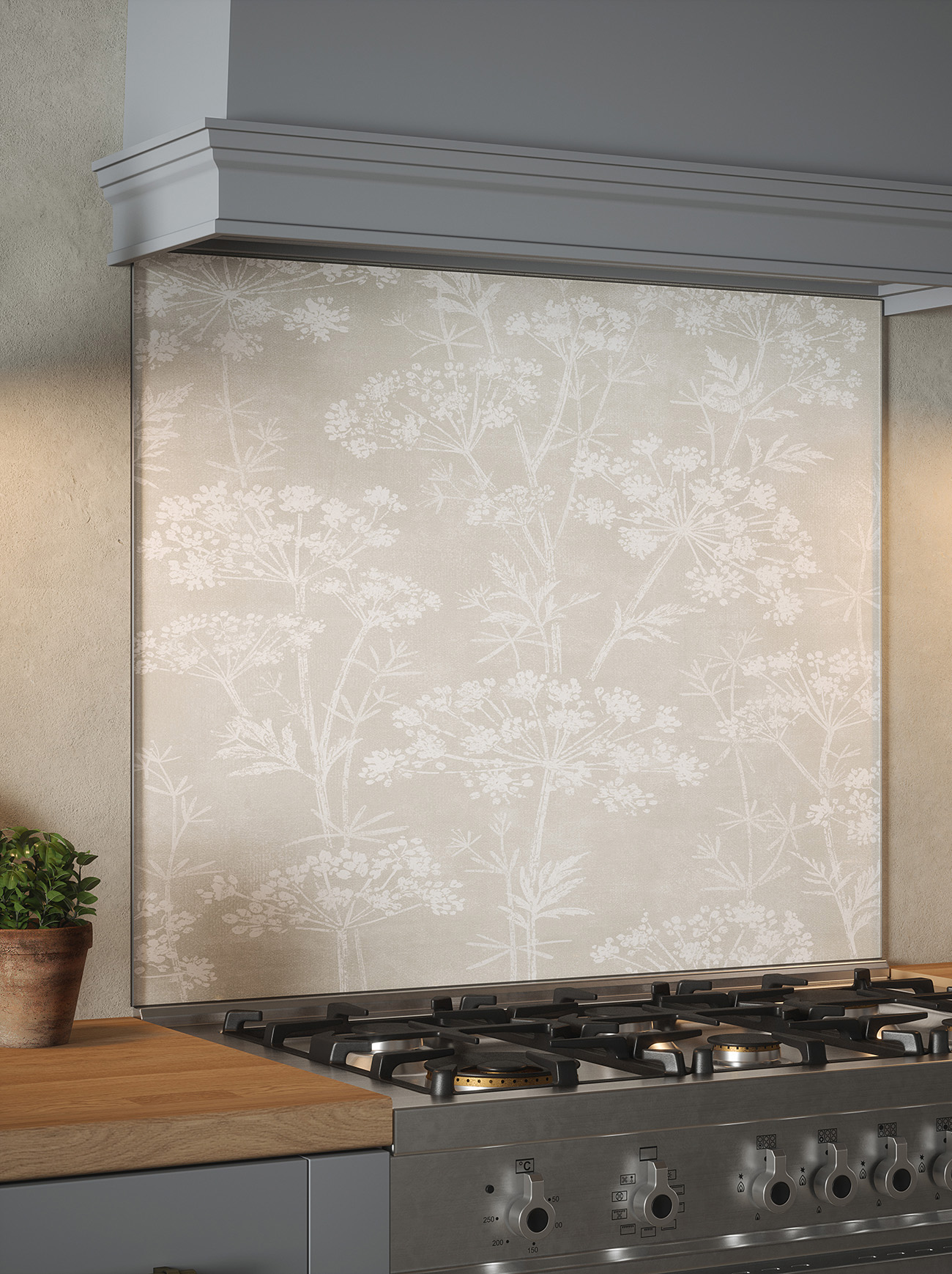 Country Living Meadow Ochre Self-Adhesive Glass Splashback | Splashback