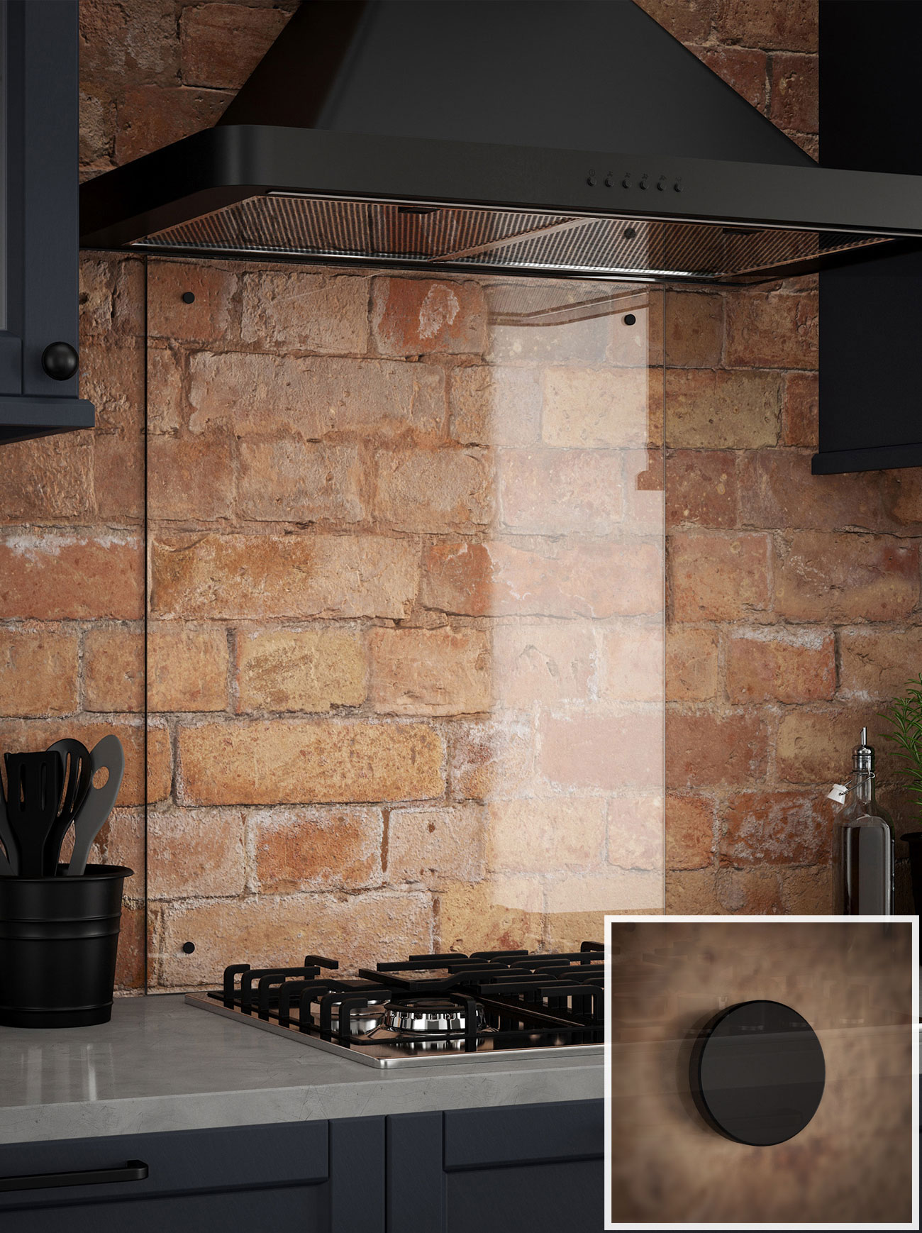 Crystal Clear 6mm Glass Splashback - choice of caps | Splashback