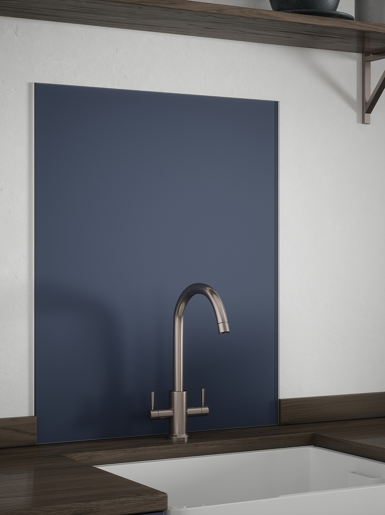 Country Living Peacock Blue Self-Adhesive Matt Glass Splashback ...